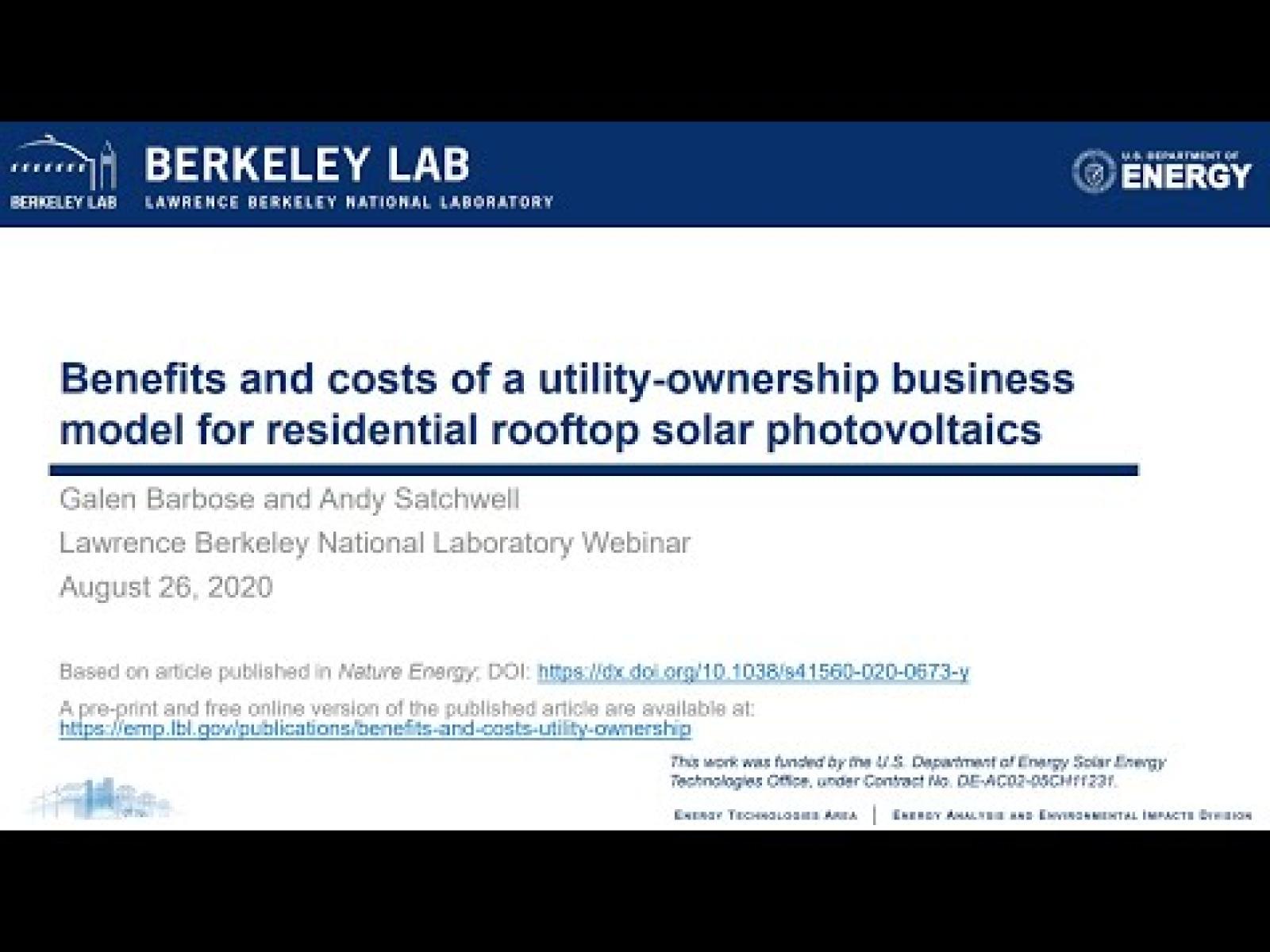 Benefits and costs of a utility-ownership business model for ...