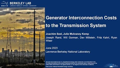 Generator Interconnection Costs to the Transmission System | Energy ...